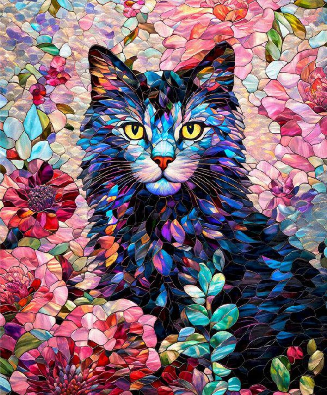 Fabric Cat Panel 36" by 44" Gigi in the Garden Camelot Quilt Cotton ...