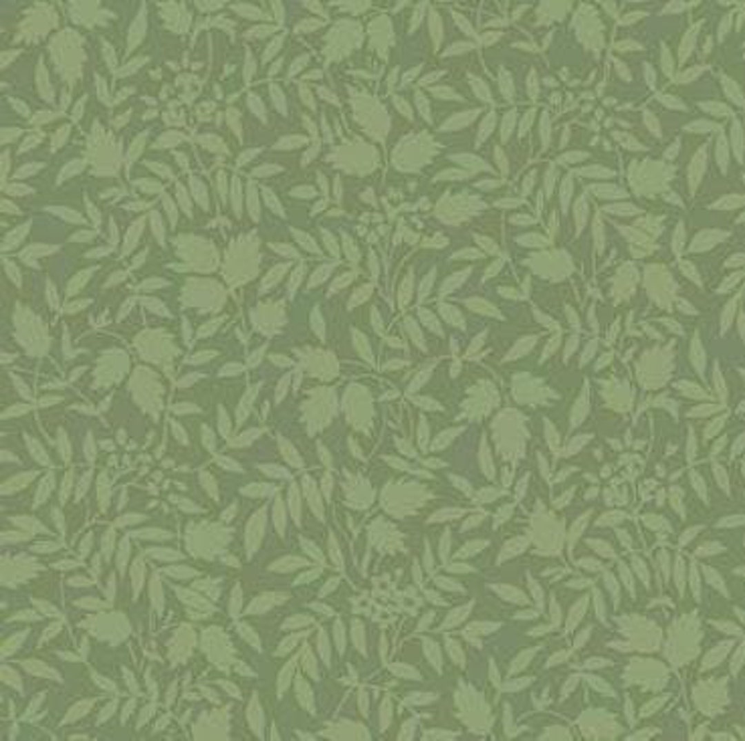 Fabric Tonal Leaves Green Botanical Journal Smithsonian Marcus Yardage ...
