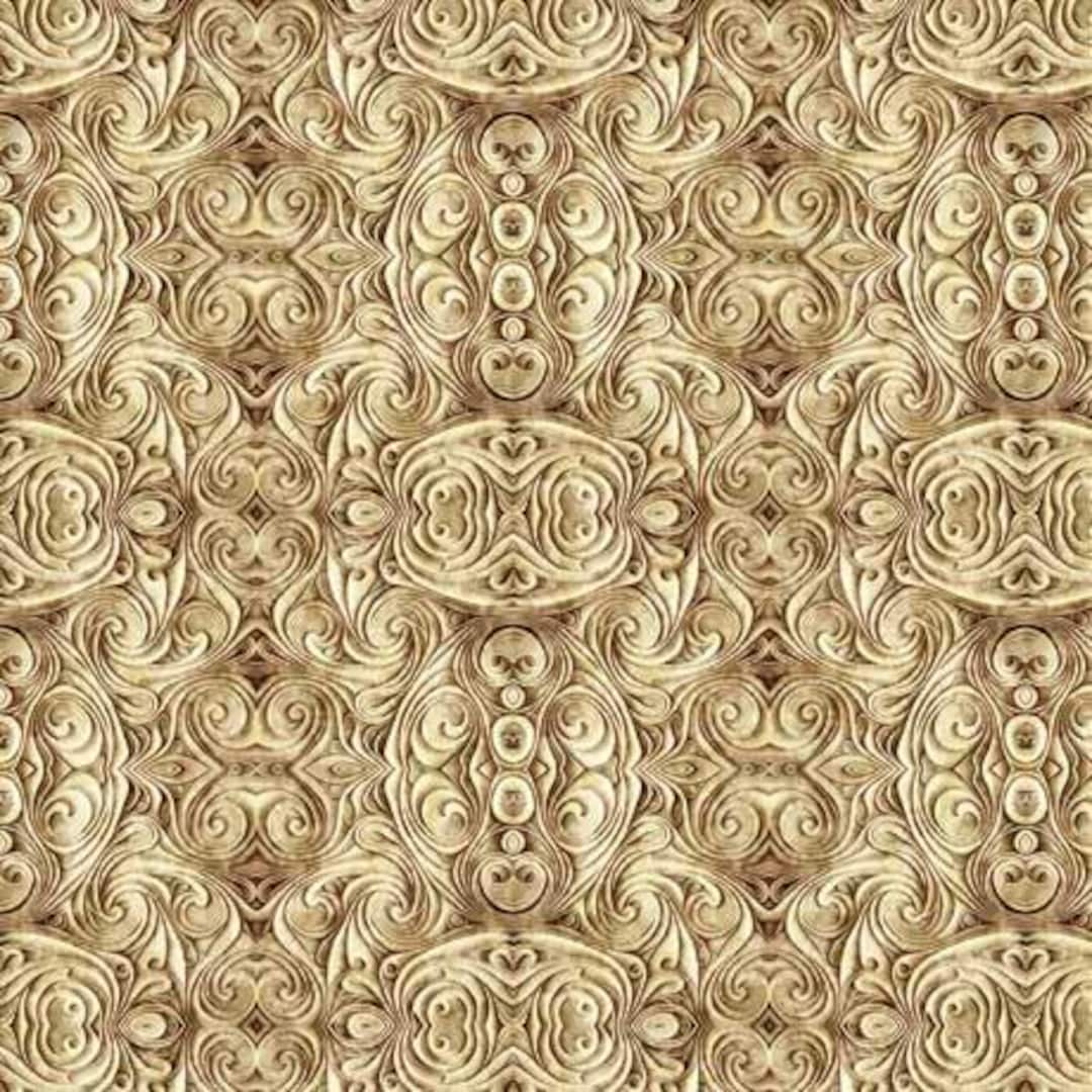 Wideback Fabric 108" Wide Backing Scroll Medallion Tan QT Fabrics Quilt ...