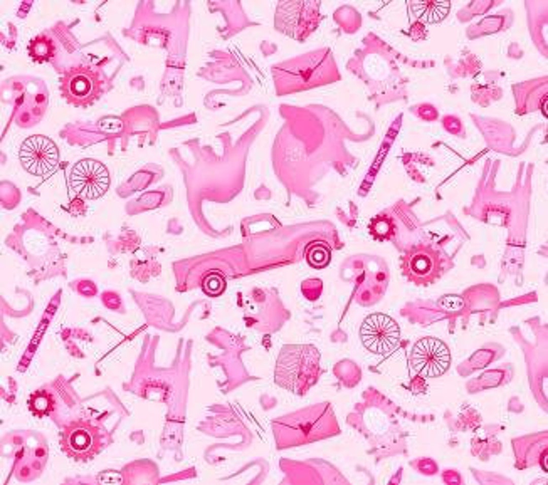 Fabric Color Theory I Spy Objects Pink Quilt Cotton Timeless Treasures ...