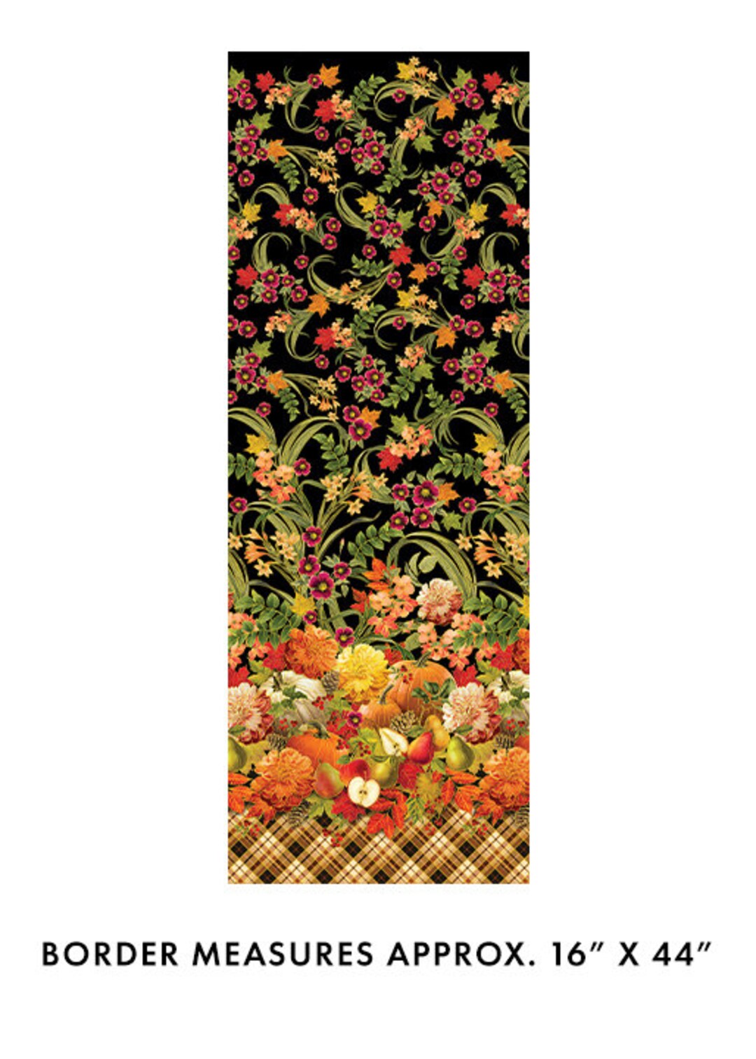 Fabric Harvest Festival Metallic Border Print Pumpkins Mums Leaves ...