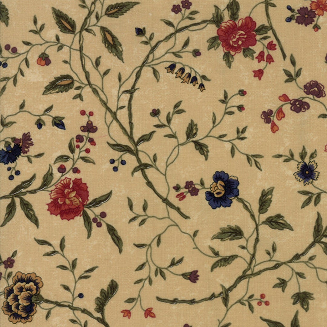 Fabric Kansas Troubles Fresh Cut Flowers Collection Floral Tan Quilt Cotton Moda Yardage 9560-21 ...