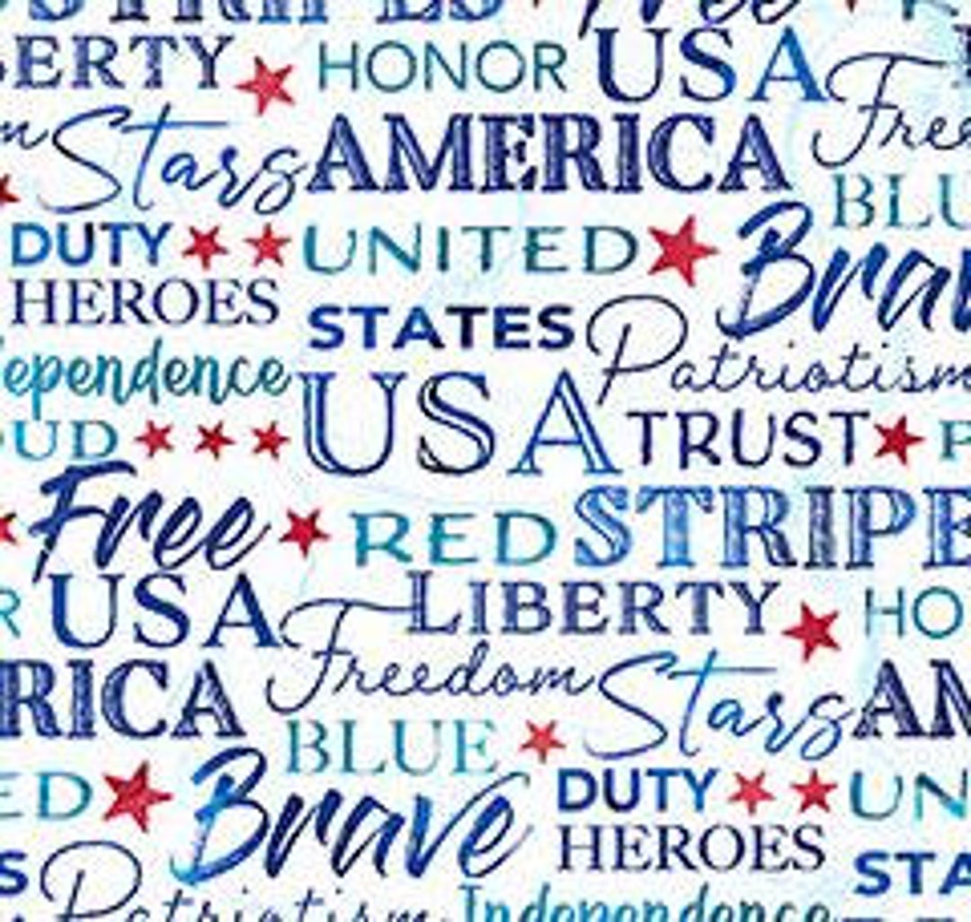 Fabric Patriot USA Patriotic Words White Northcott Quilt Yardage 25544 ...