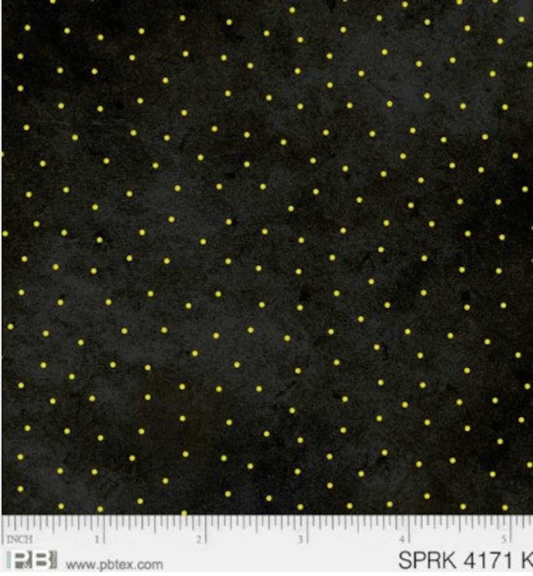 Fabric Gold Metallic Dots on Black Cotton Quilt Sparkle Suede 2 P&B ...