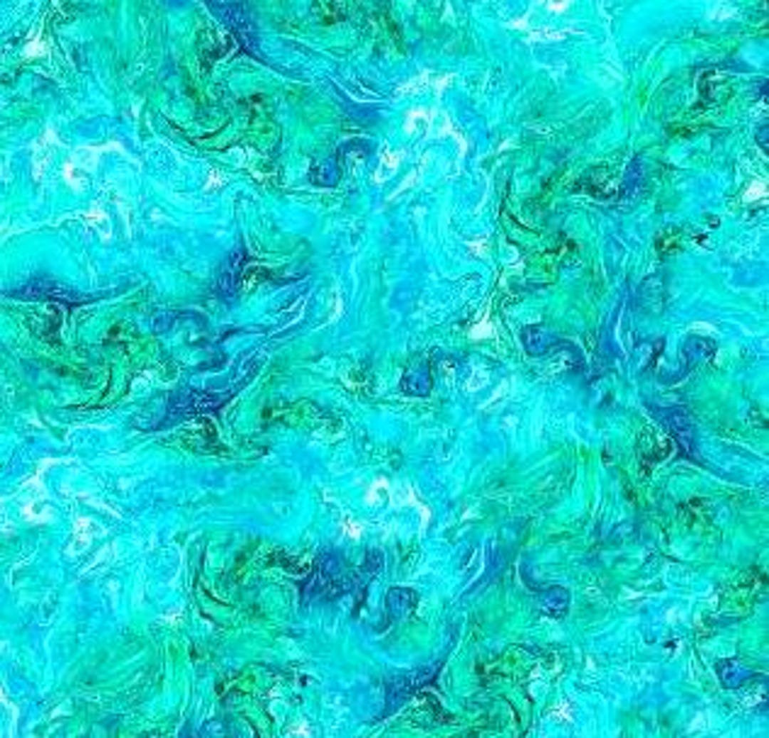 Aqua Abstract Marble Texture Fabric Cotton Quilt Timeless Treasures ...