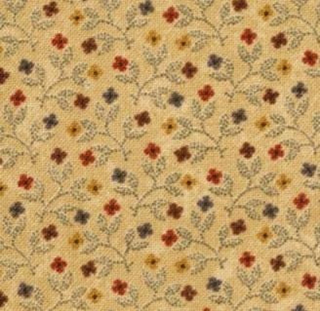 Fabric Tiny Calico Flowers on Tan, Perennials, Kansas Troubles Moda ...