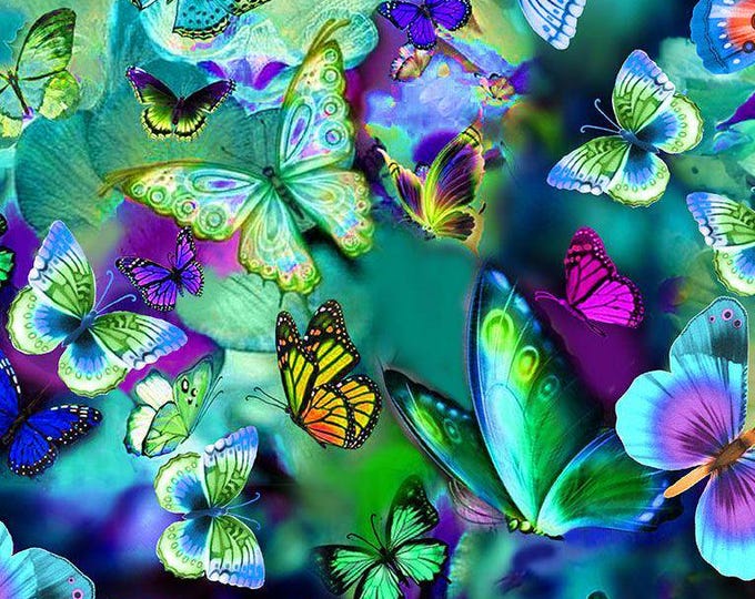 Wideback Fabric Electric Butterflies 108in Wide Cotton Quilt Backing ...