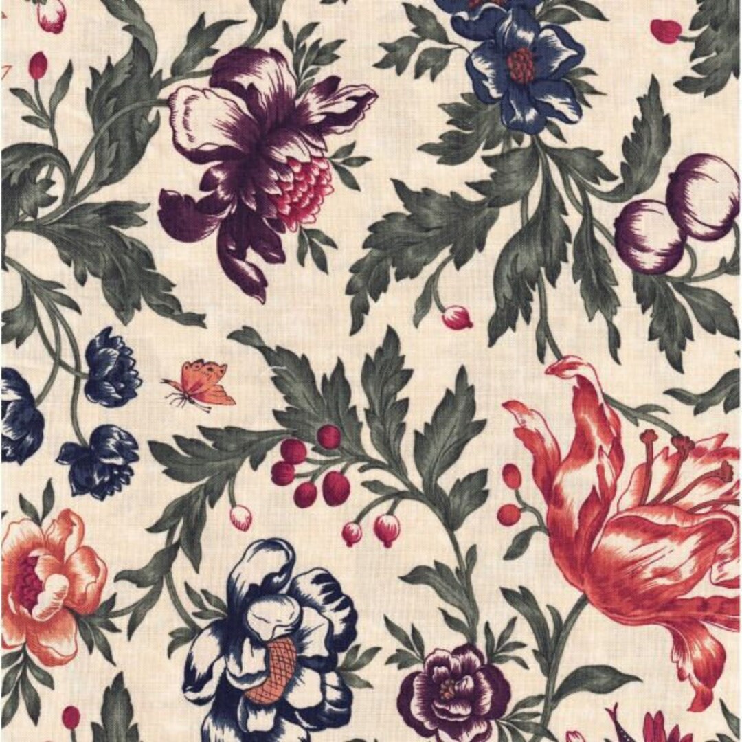 Fabric Kansas Troubles Large Floral Tan Daffodils and Dragonflies Moda Cotton Quilt Fabrics ...