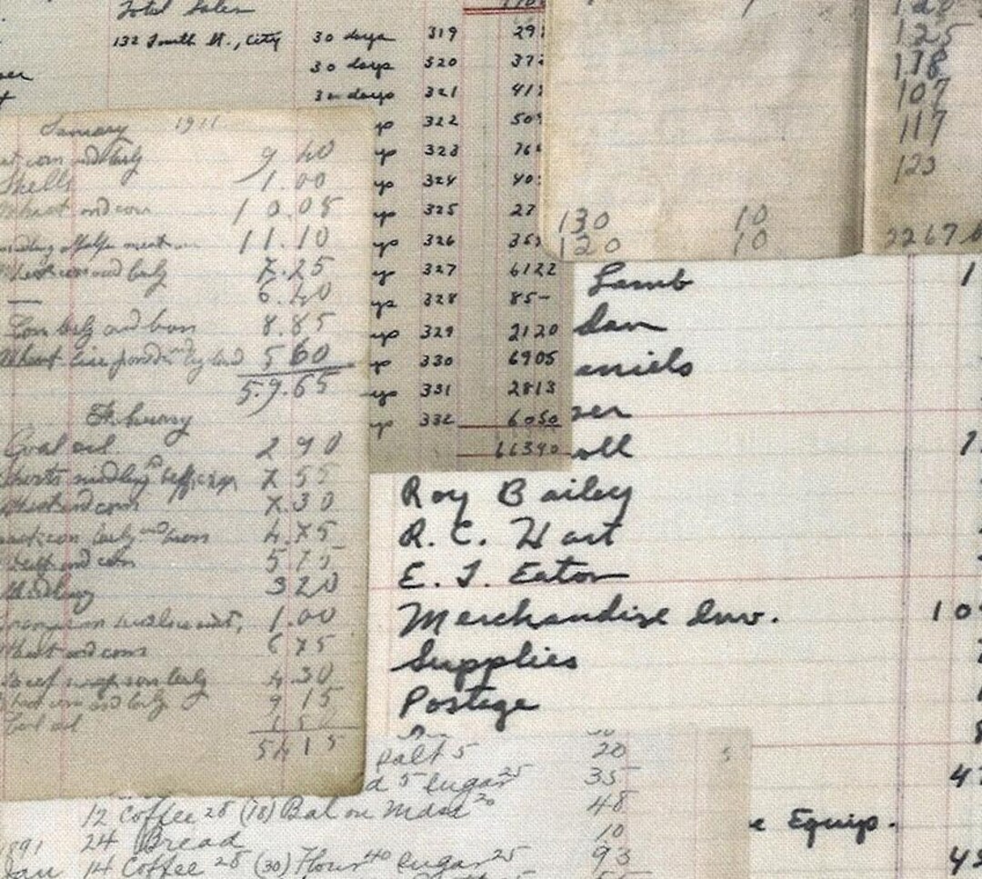 Antique Receipts Writing Vintage Looking Fabric Cotton Moda - Etsy