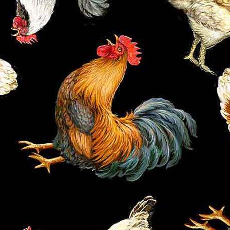 Rooster Fabric - Etsy