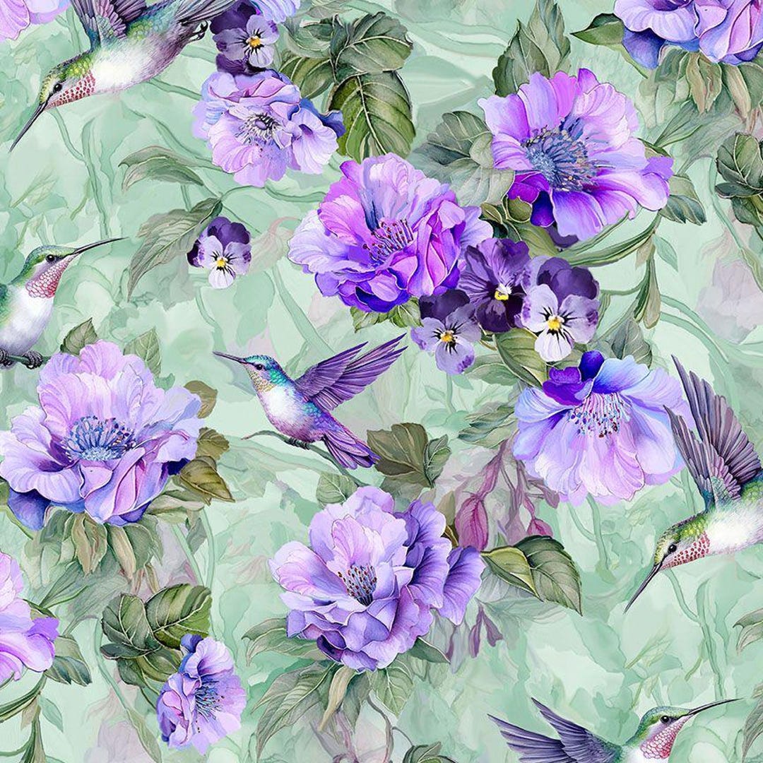 Hummingbird Floral Fabric Garden Delight Timeless Treasures Quilt ...