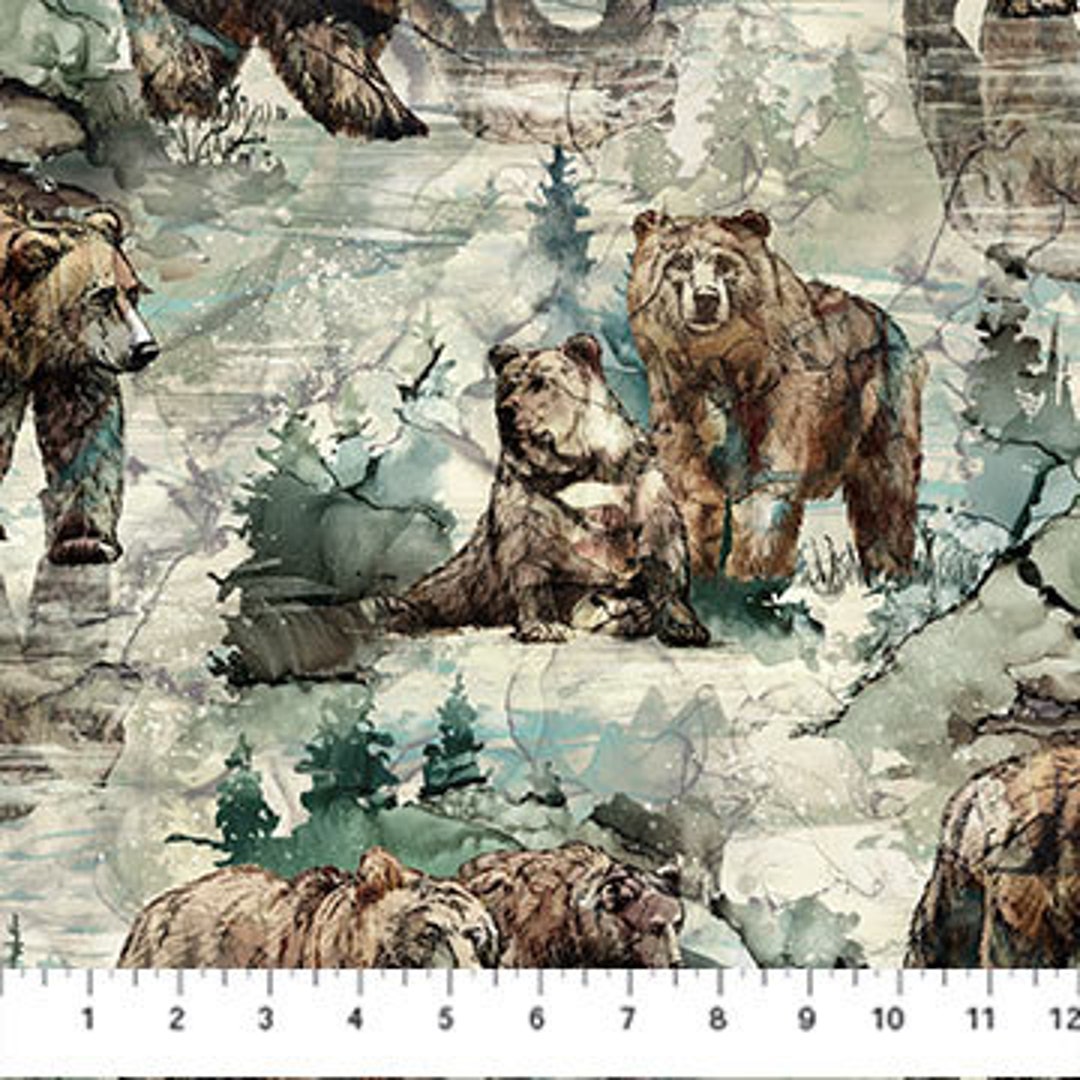 Fabric Northern Peaks Grizzly Bears Scenery Quilt Cotton Northcott Yardage DP25167-71 - Etsy