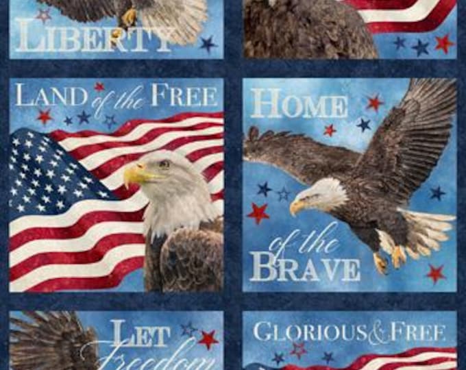 Panel Squares Fabric Patriotic Eagles Flag 24" by 44"northcott Quilt ...