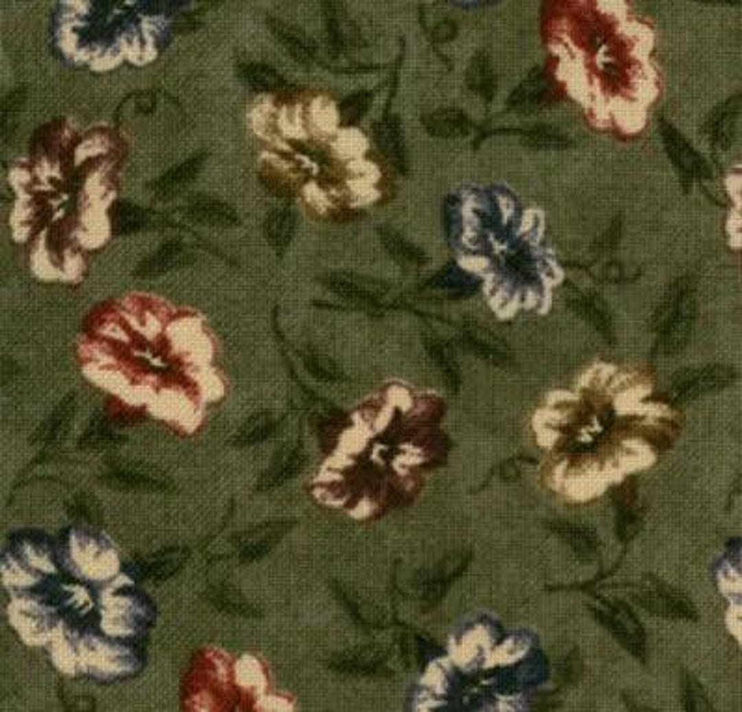 Flowers on Green Fabric Kansas Troubles Moda Quilt Cotton 9311-14 - Etsy