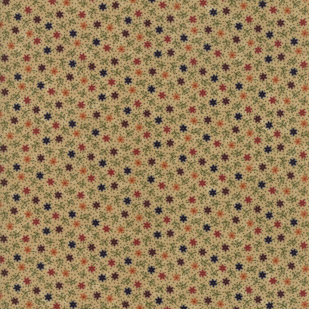 Fabric Kansas Troubles Fresh Cut Flowers Collection Tiny Flowers Tan ...