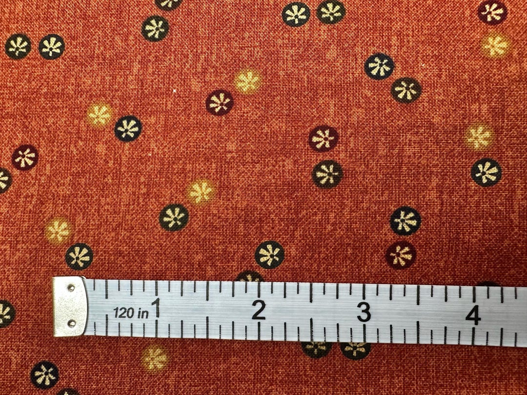 Fabric Circle Flowers Burnt Orange Yam Cattails & Clover Collection ...
