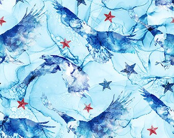 Fabric PANEL Patriot USA American Flag Stars Stripes Eagle Panel ...