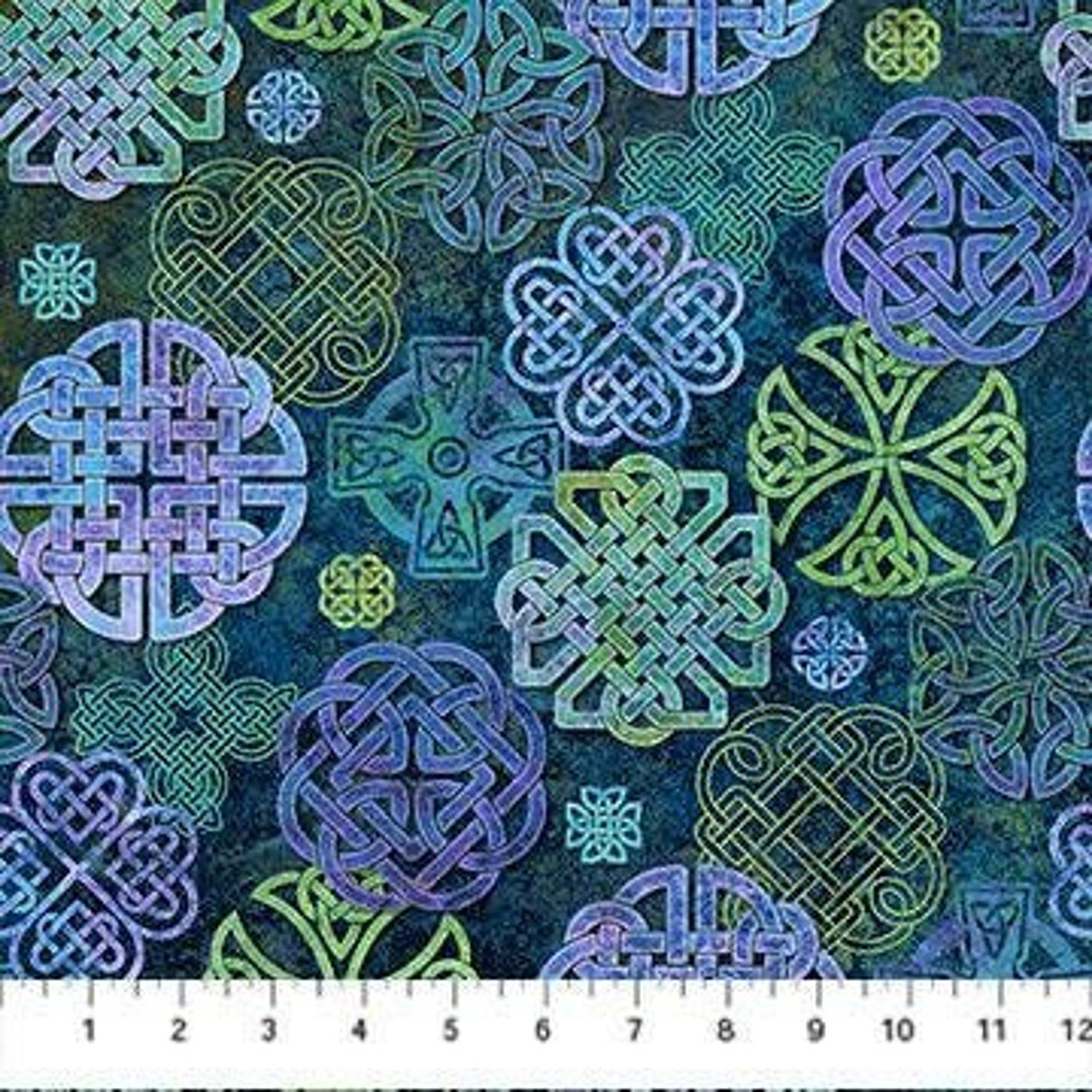 Celtic Roots Stonehenge KNOTS Fabric Navy Multi Northcott Quilt Cotton ...