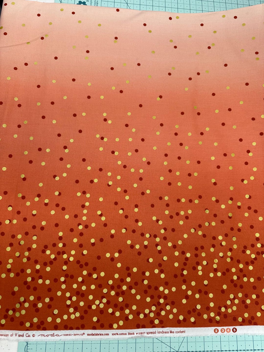 SALE! Fabric Ombre Confetti Metallic Dots Persimmon Moda Quilt Cotton 10807-216M - Etsy
