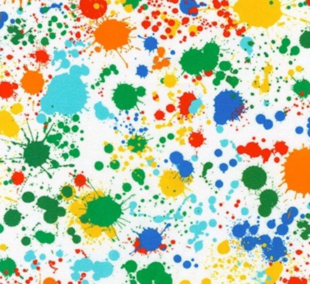 Wideback Fabric Colorful Paint Splatter White 108 Inch Wide Cotton ...