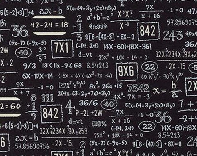 Fabric Algebra Math Numbers on Black Elementary Collection by ...