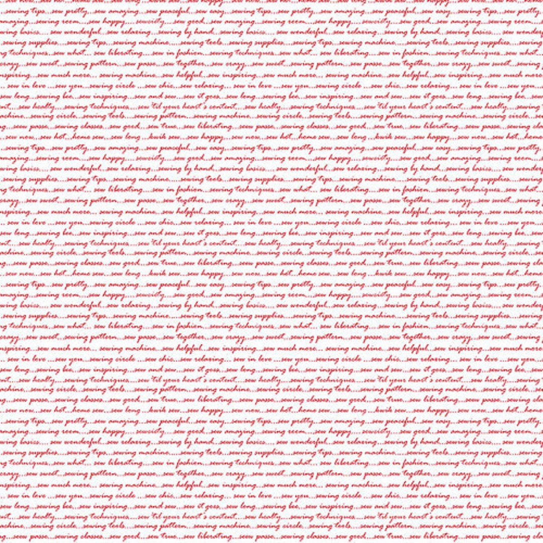 Fabric Raspberry Ripple Red & White Hand Writing Cursive Cotton Quilt ...