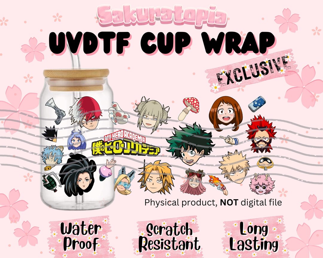 UVDTF Anime Cup Wrap, Ready to Use Glass Cup UVDTF Transfers for Glass ...