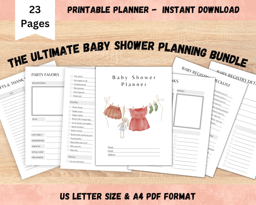 Baby Shower Planner, Printable PDF Baby Shower Planner, Baby Shower ...