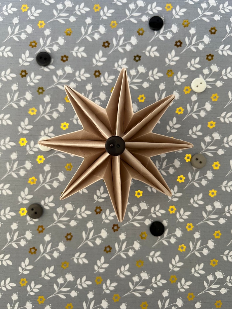 Origami Star Ornament With Rhinestone Buttons for Decorations and All ...