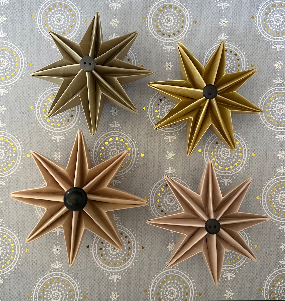 Origami Star Ornament With Rhinestone Buttons for Decorations and All ...