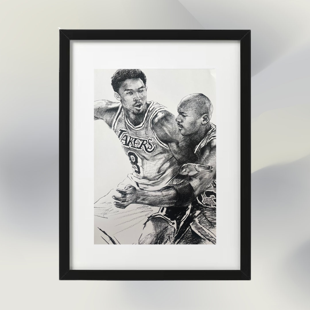 Basketball | Kobe Bryant Vs. Michael Jordan | Charcoal Drawing: 16' X ...