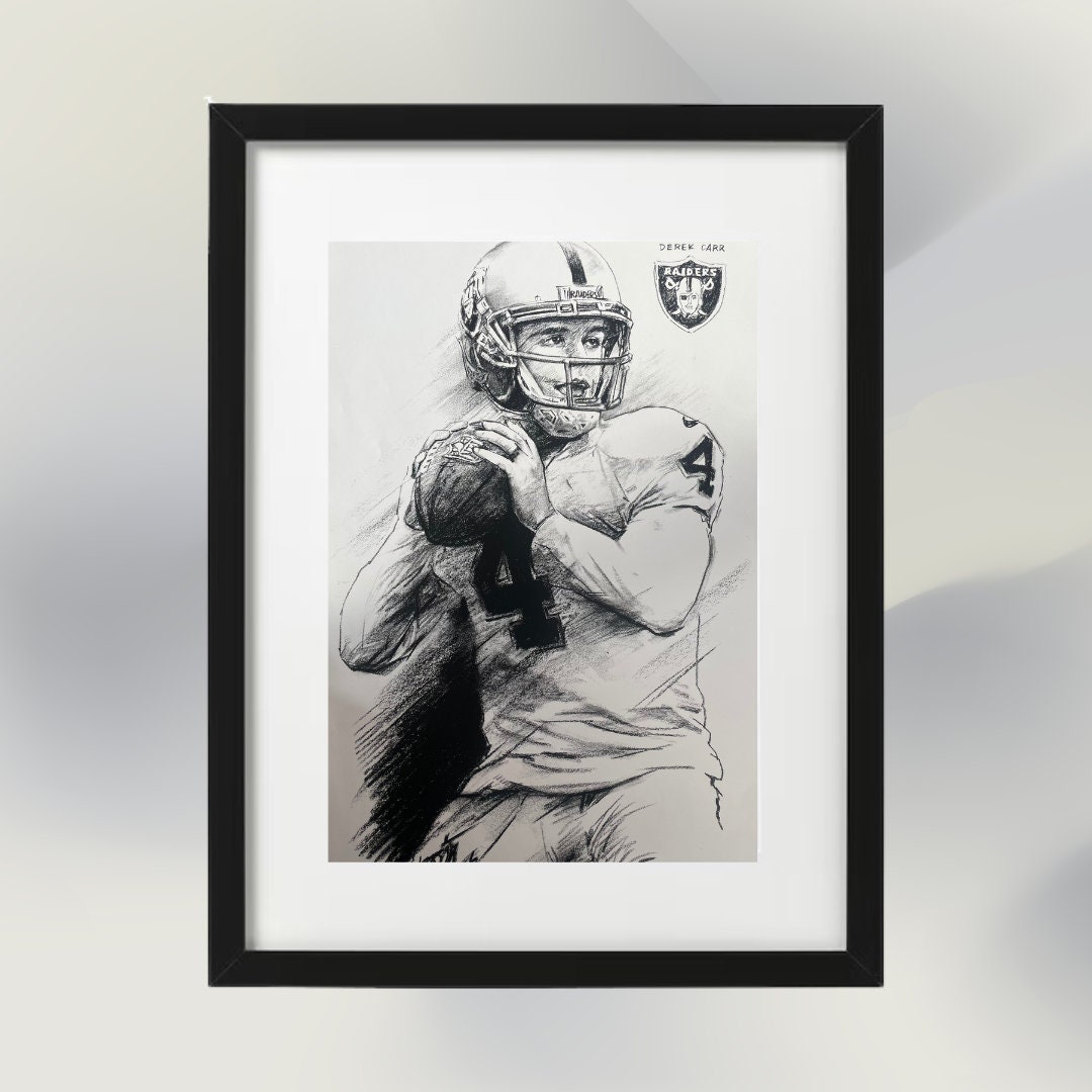 Football | "derek Carr - Raiders" | Charcoal Drawing: 16' X 20' - Etsy