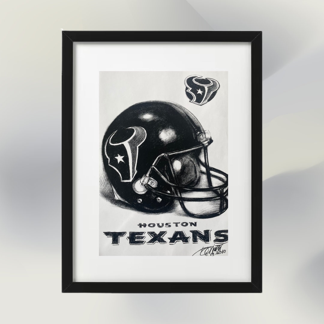Football | "texans Helmet" | Charocal Drawing: 16' X 20' - Etsy
