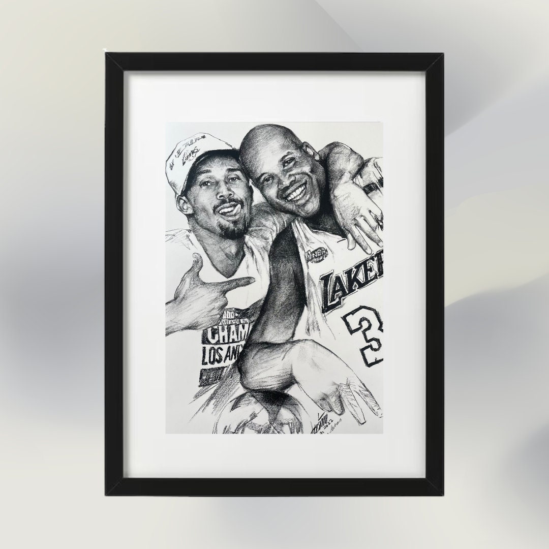 Basketball | "kobe Bryant and Shaq" | Charcoal Drawing: 16' X 20' - Etsy
