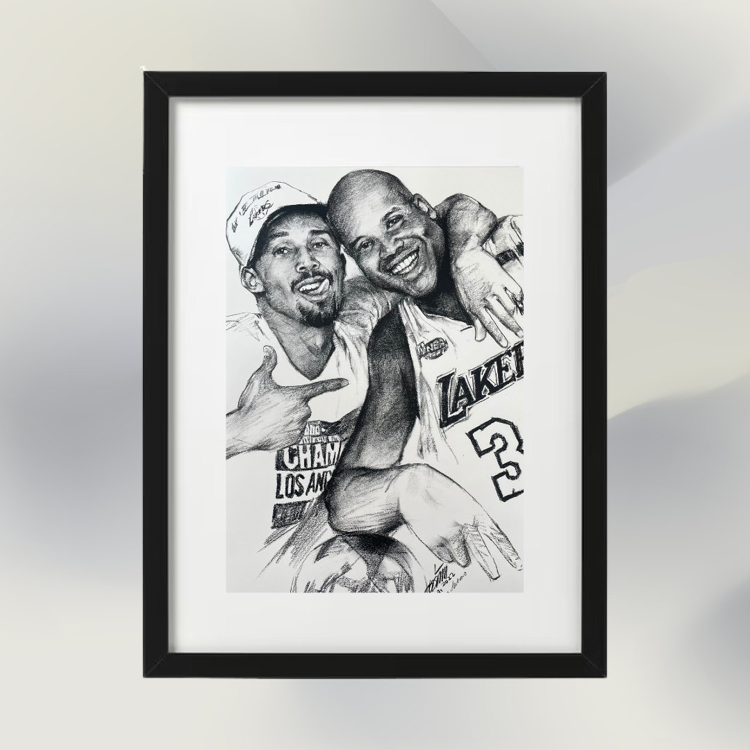 Basketball | "kobe Bryant and Shaq" | Charcoal Drawing: 16' X 20' - Etsy