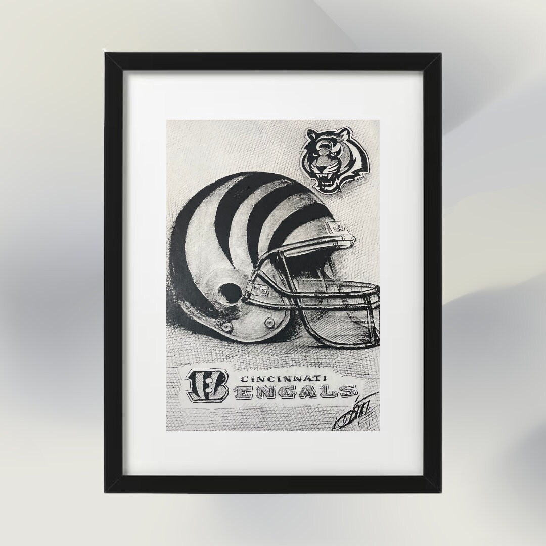 Football | "bengals Helmet" | Charcoal Drawing: 16' X 20' - Etsy