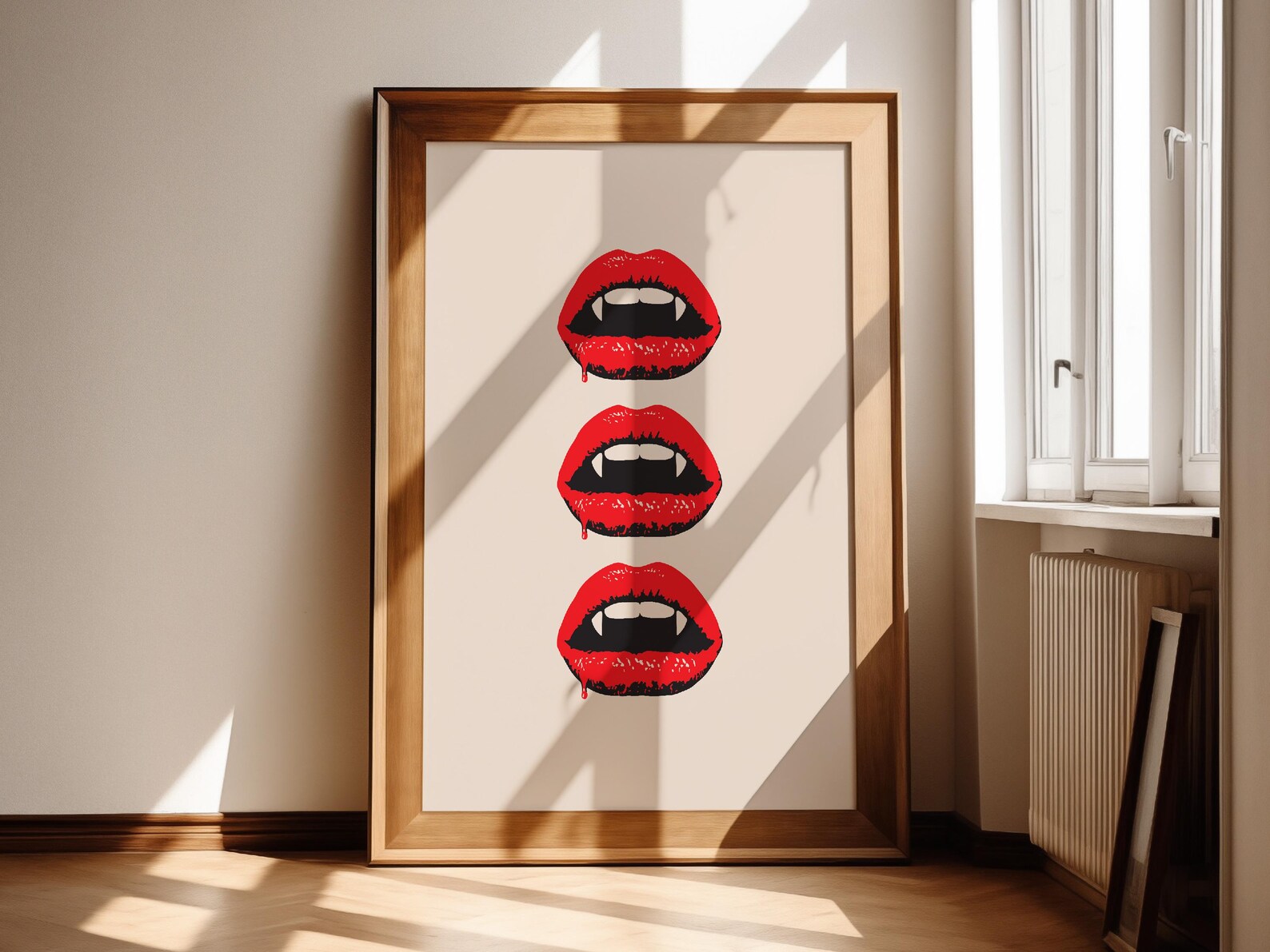 Red Vampire Lips Print, Witchy Graphic Poster, Goth Halloween Decor ...