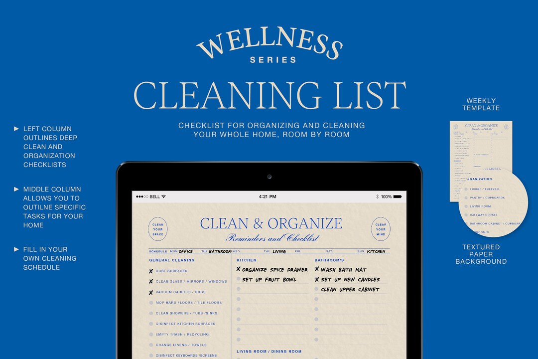 Clean Organize Checklist Schedule Productivity Digital Planner ...