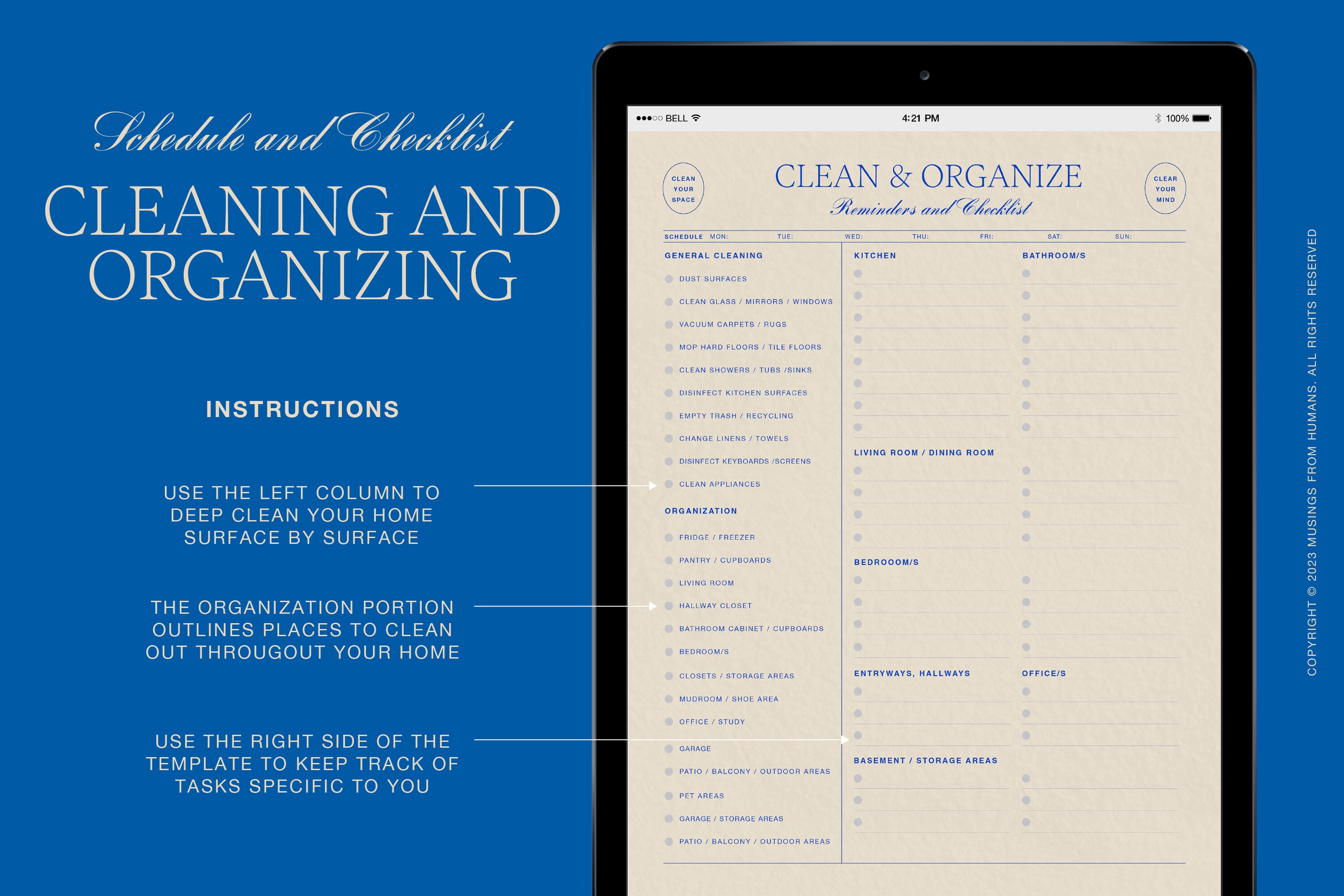 Clean Organize Checklist Schedule Productivity Digital Planner ...
