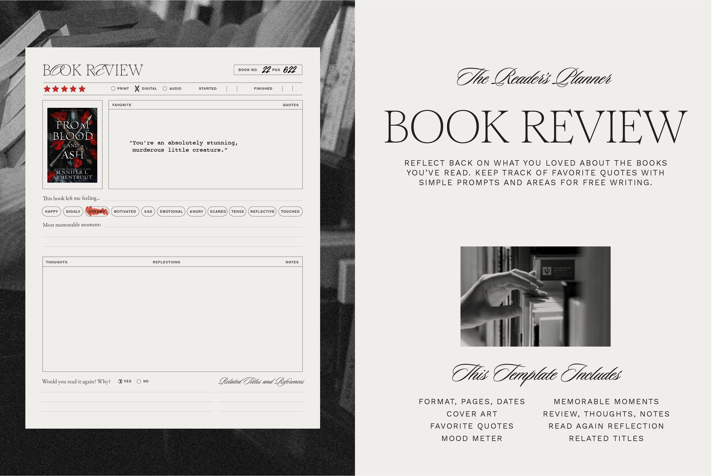 Digital Reading Journal, Book Review Planner for Ipad, Reading Tracker ...