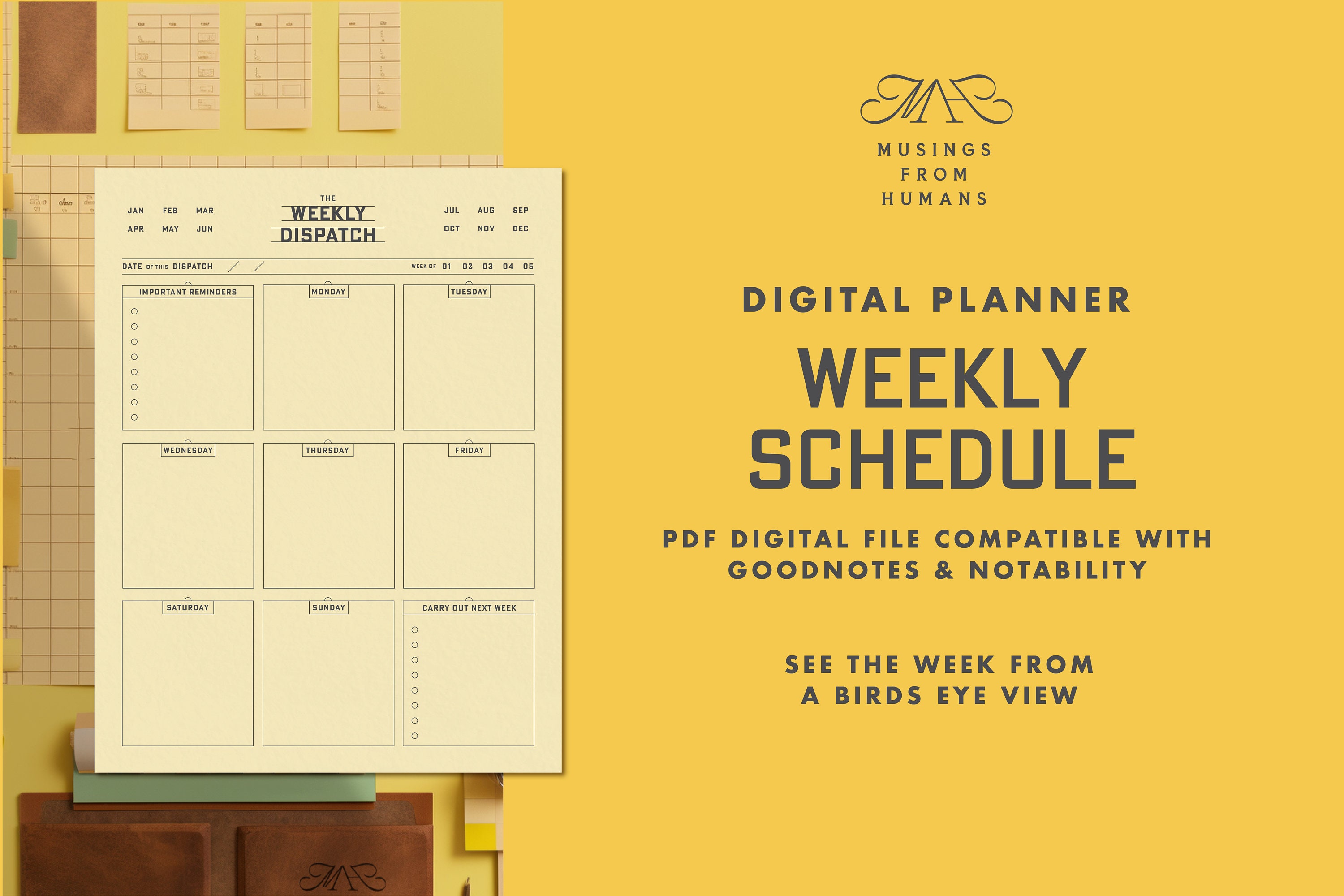 Undated Digital Planner Bundle, Wes Anderson Gift, Productivity ...