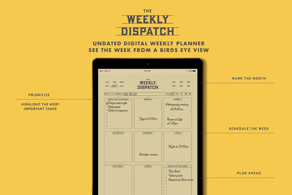 Undated Weekly Planner Productivity Template Daily Planner Wes - Etsy