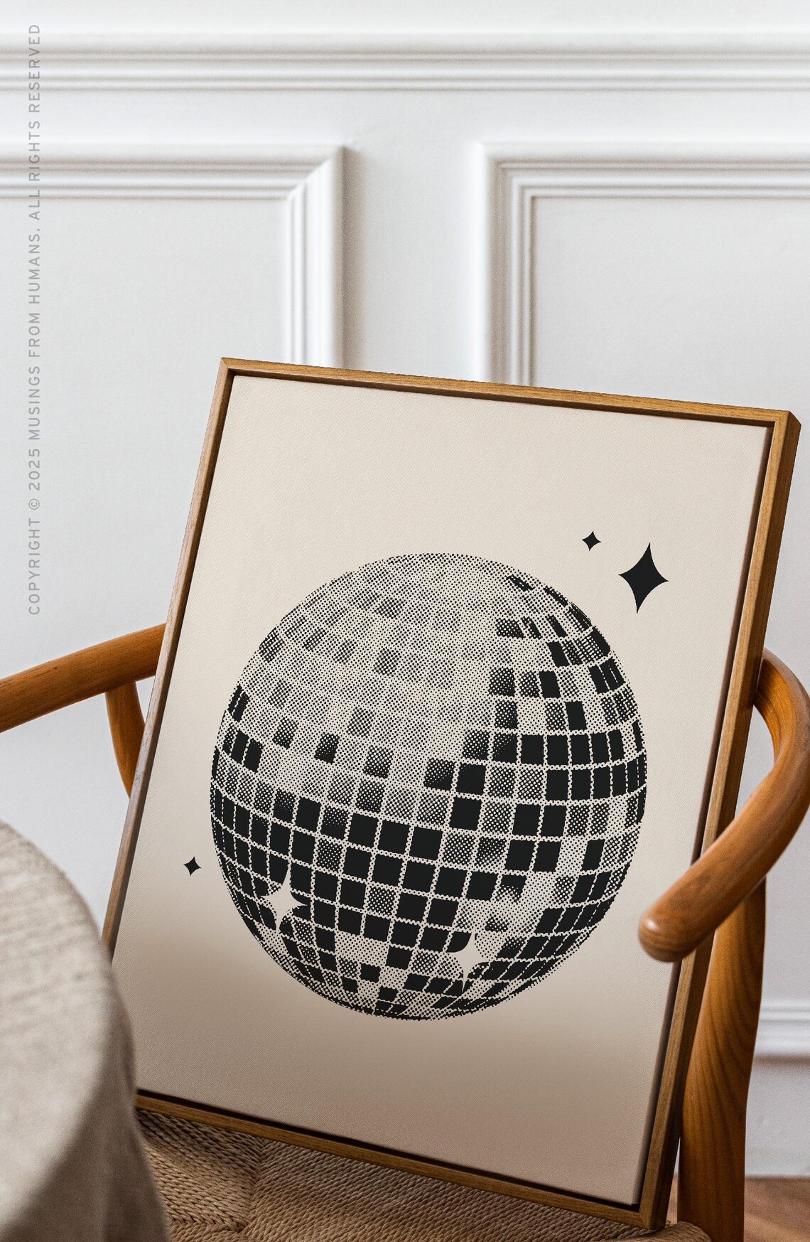 Disco Ball Graphic Wall Art, Funky Mirror Ball Poster, Trendy Bar Cart ...
