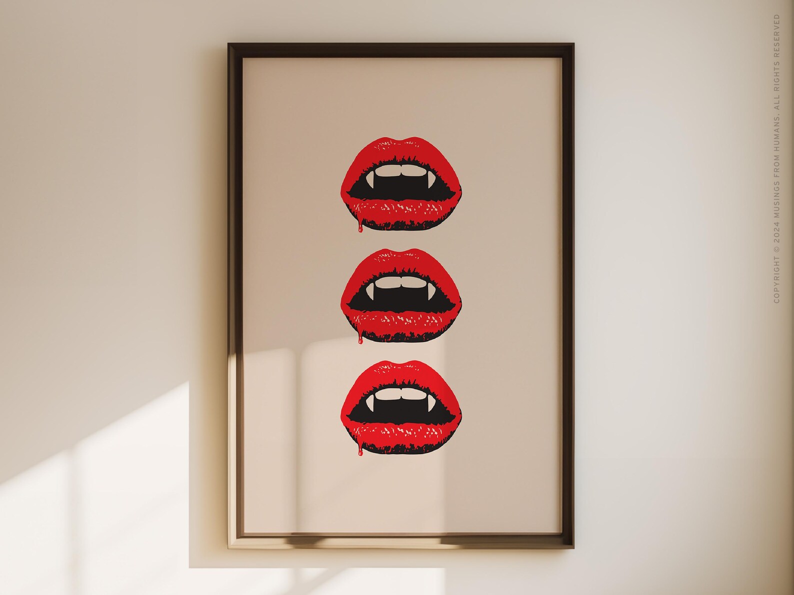 Red Vampire Lips Print, Witchy Graphic Poster, Goth Halloween Decor ...