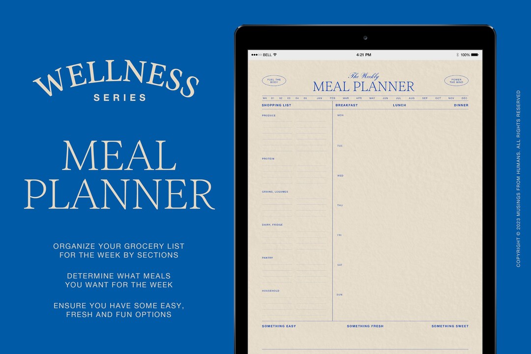 Weekly Meal Planner Digital Planner Meal Prep Productivity - Etsy