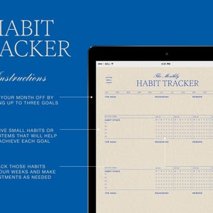 Habit Tracker Productivity Digital Planner Motivation Mindful Journal ...