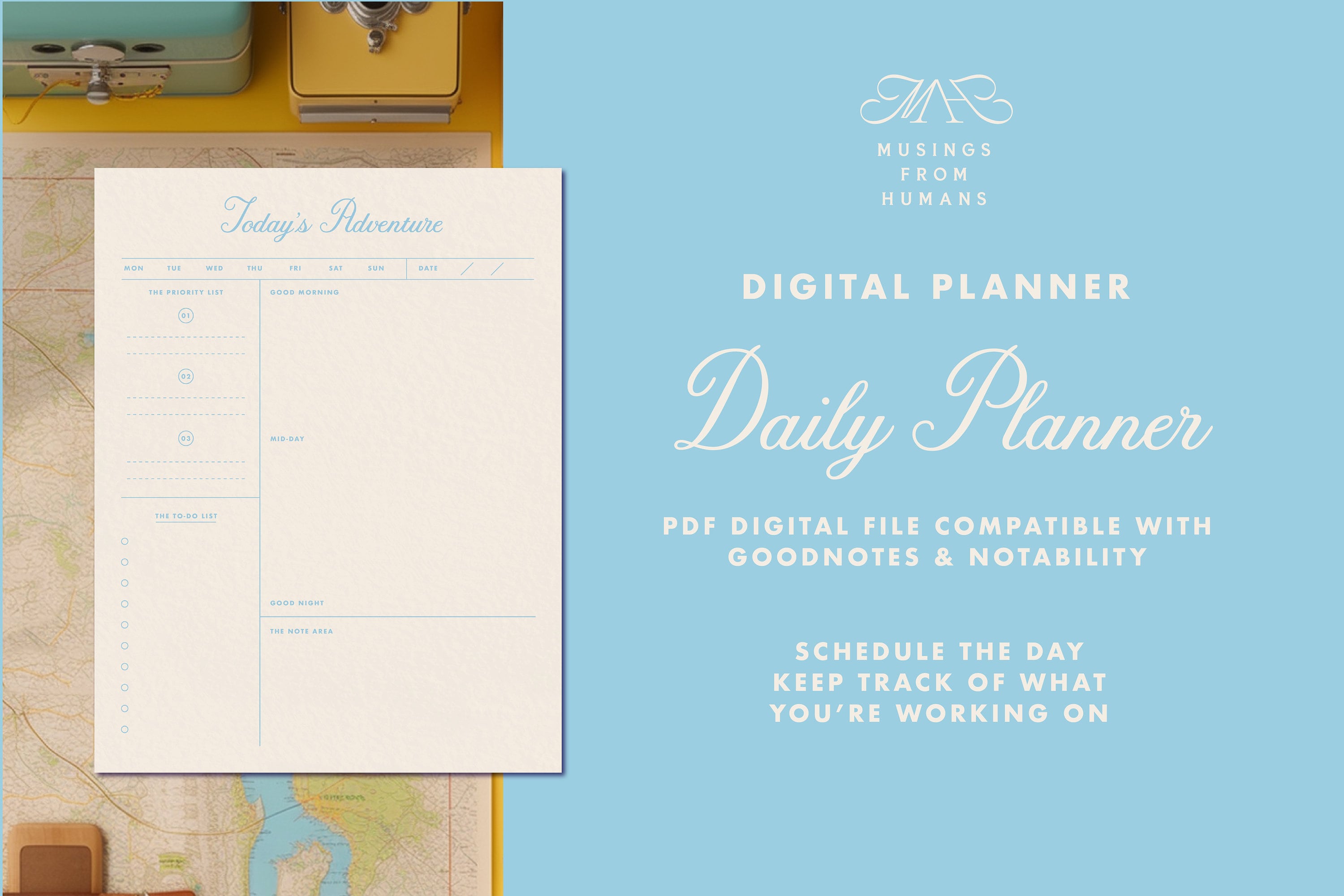 Undated Digital Planner Bundle, Wes Anderson Gift, Productivity ...