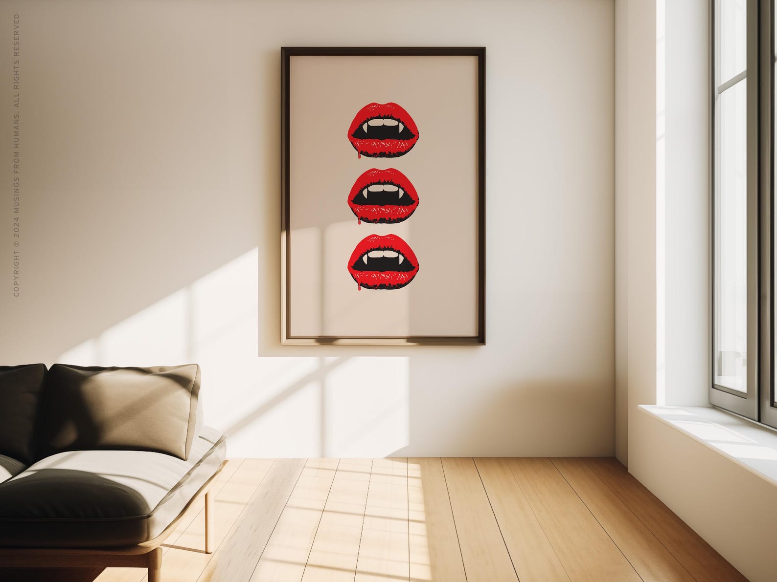 Red Vampire Lips Print, Witchy Graphic Poster, Goth Halloween Decor ...
