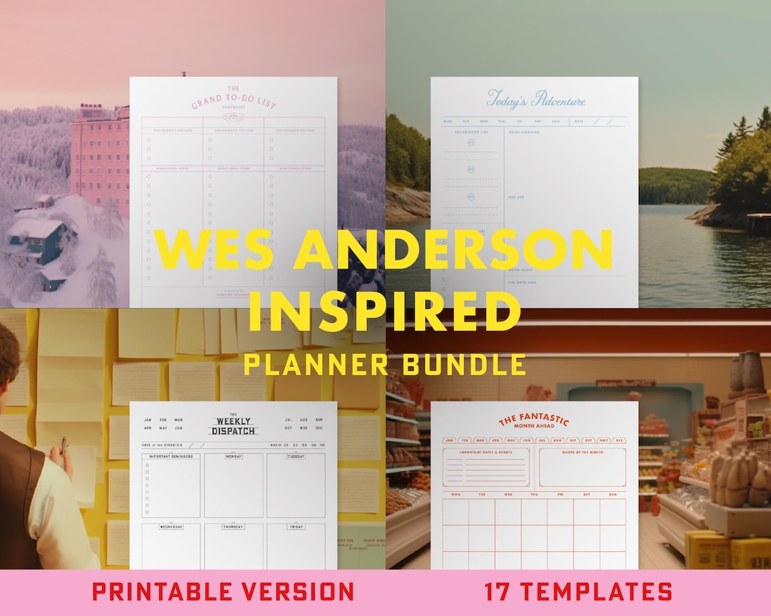 Printable Planner Bundle, Wes Anderson Gift (daily Weekly Monthly to Do ...