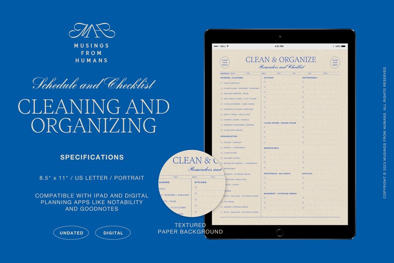 Clean Organize Checklist Schedule Productivity Digital Planner ...